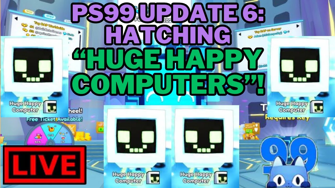 🔴LIVE: Pet Simulator 99 - Hatching "Huge Happy Computers"! - Giveaway ...