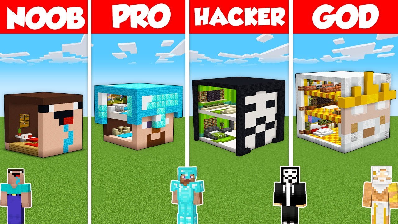 HEAD HOUSE BASE BUILD CHALLENGE - Minecraft Battle: NOOB vs PRO vs ...
