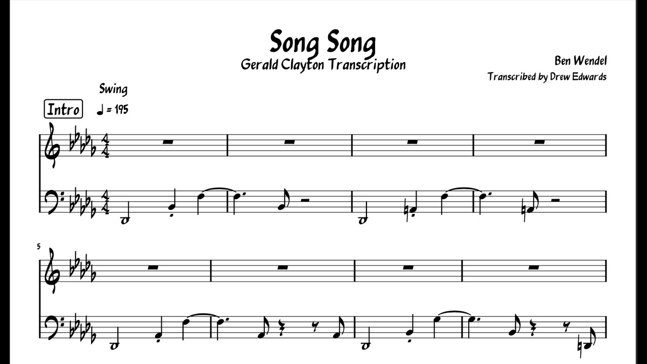 Song Song (Gerald Clayton Transcription) - YouTube