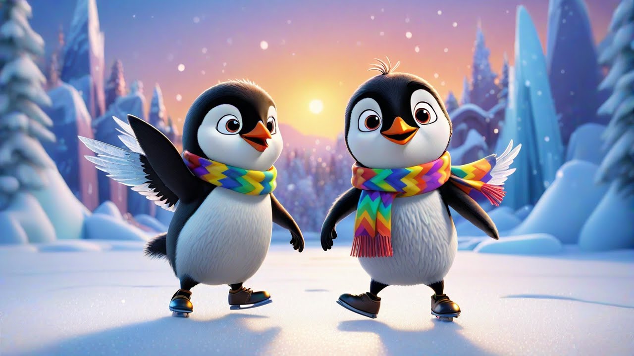 Four Fluffy Penguins on Ice Skates | Winter Movement Song for Kids ...