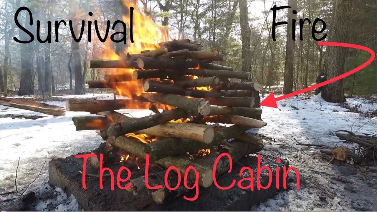 Survival Fire #3 Log Cabin - YouTube