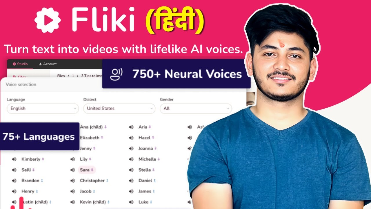 fliki AI Review (Hindi): 😲Best text to video ai || 1000+ voices, 77 ...