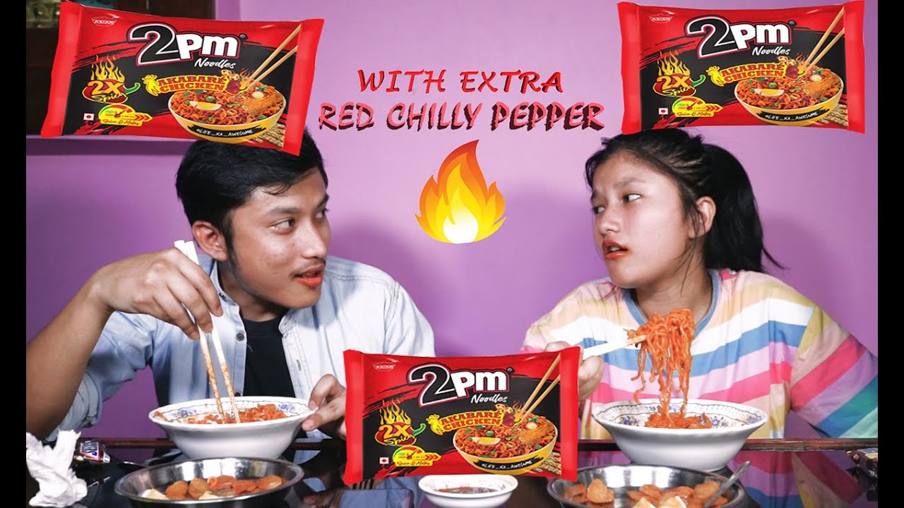 3 Packets Spicy 2pm Noodles Challenge with Sis|Added Red Chilly Pepper ...