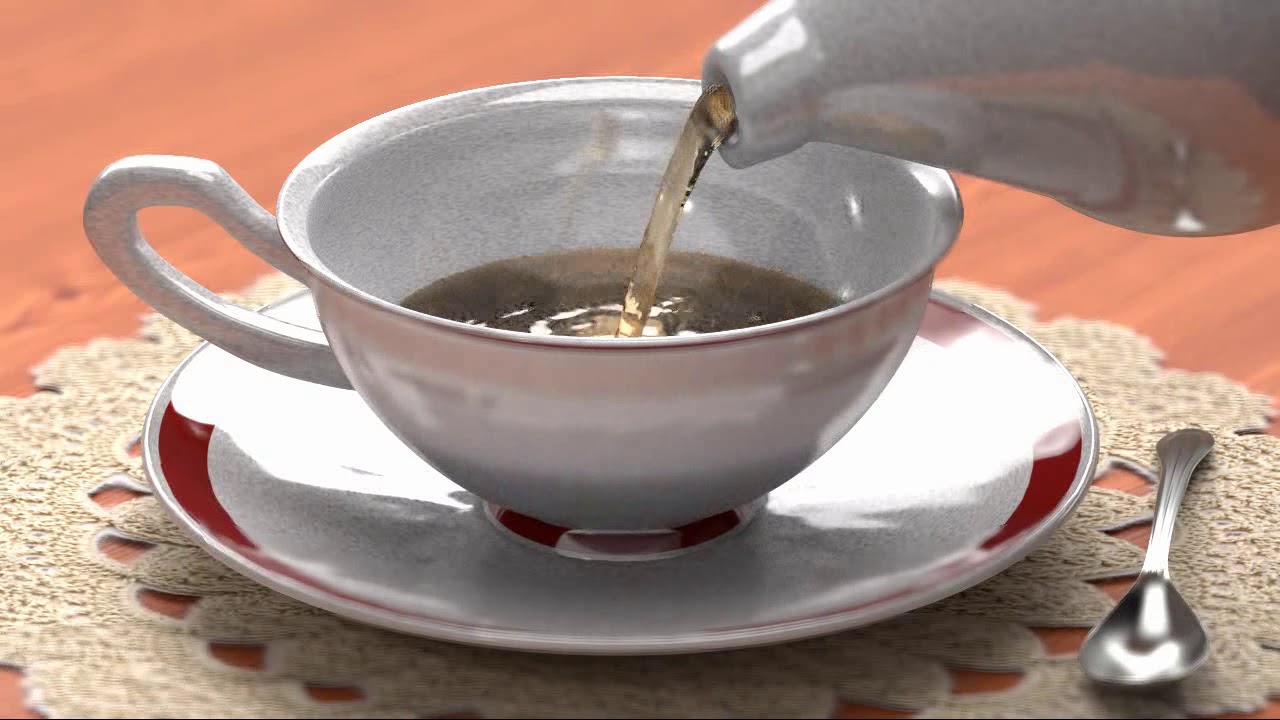 blender fluid simulation : fill a cup of tea - YouTube