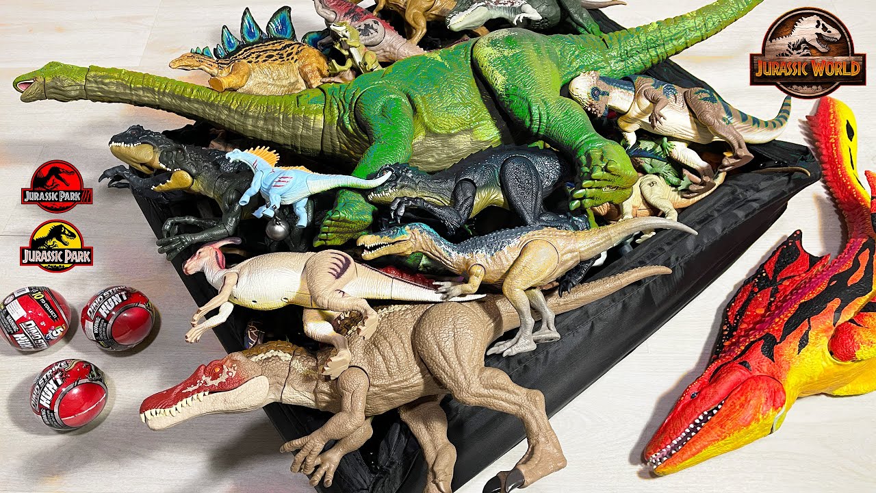 125 DINOSAURS Toys COLOSSAL BOX Jurassic World vs Jurassic Park T-Rex ...