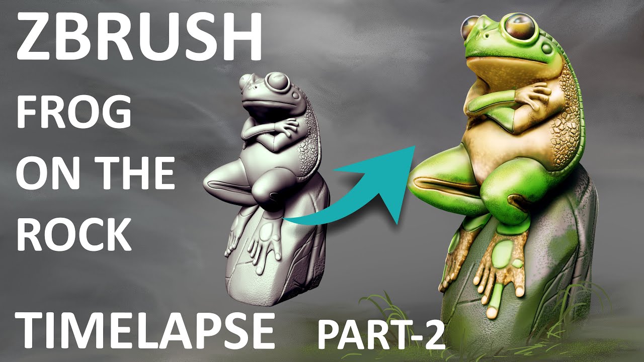 Zbrush polypaint ( FROG ON THE ROCK ) Timelapse Part- 2 - YouTube