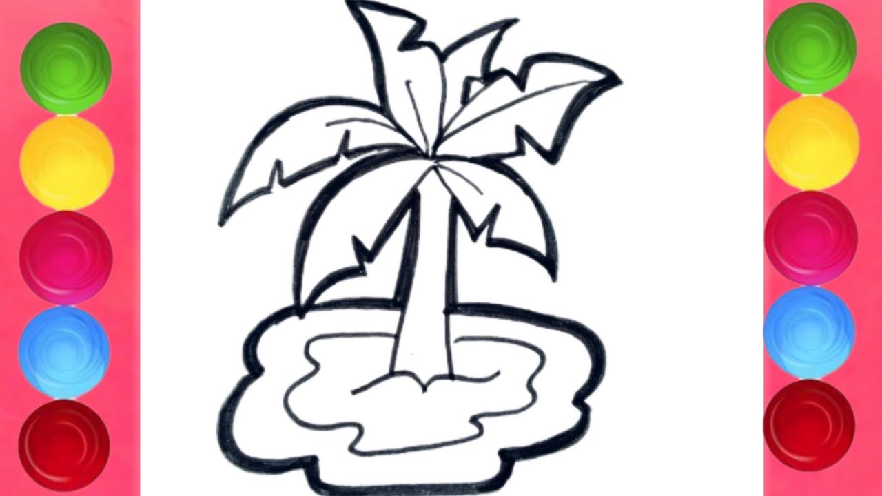 Palm Tree Drawing, Painting and Coloring for Kids, Toddlers | Let's ...