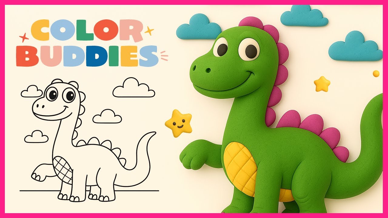 Color dinos and learn 🦕 Step by step drawing and coloring for kids ...