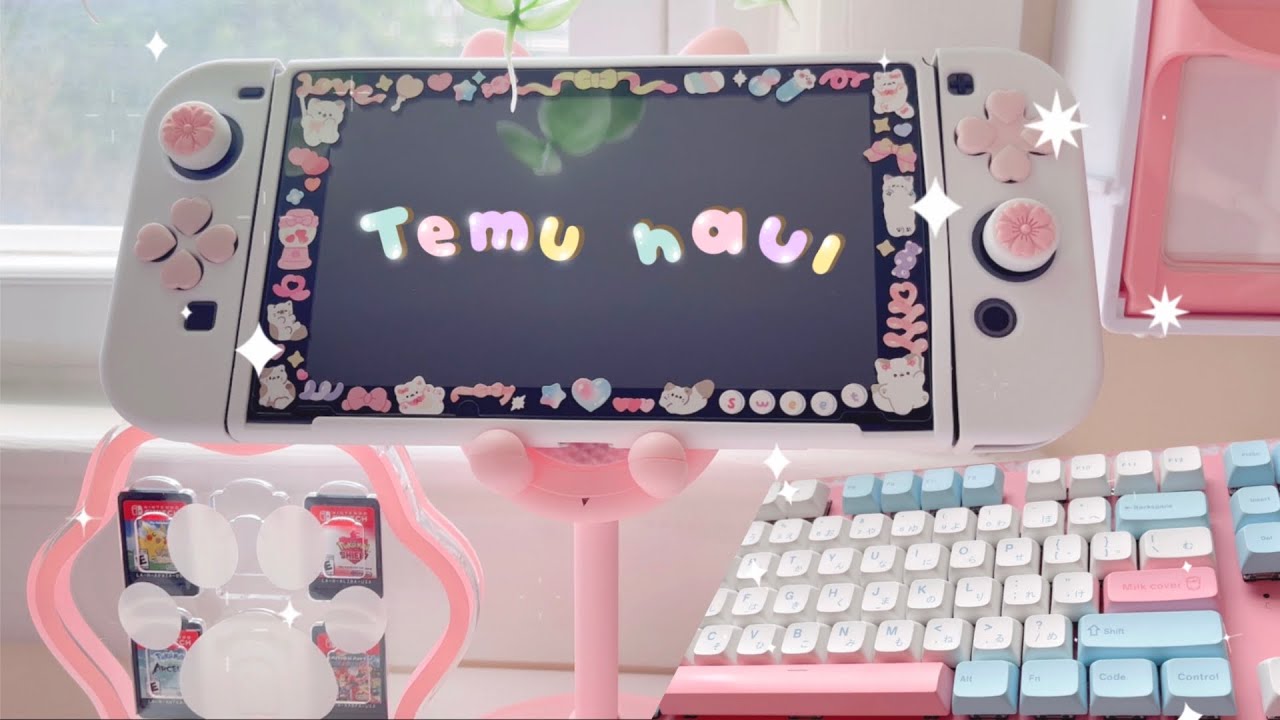 TEMU HAUL 🌸 Cute Switch and Keyboard Makeover! 🌸 ♡ Gaming set up ...