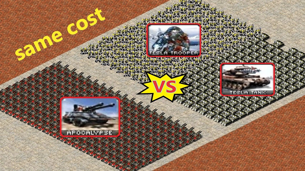 Apocalypse vs Tesla Units - Same Cost - Red Alert 2 - YouTube