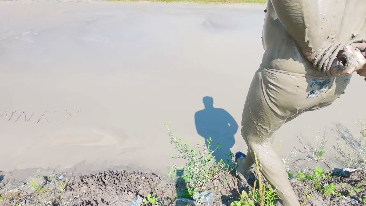 Blind folded and tied into quarry mud - YouTube