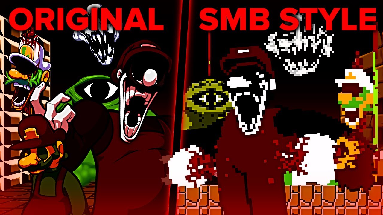 FNF Mario's Madness V2 - POWERDOWN ORIGINAL VS SMB STYLE (Comparison ...