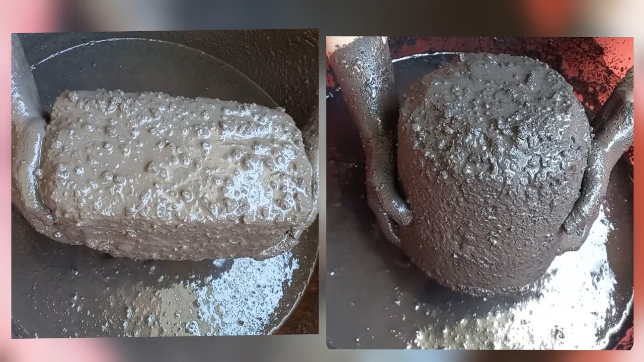 ASMR dusty charcoal ashes big bars buckets crumbling in water dry ...