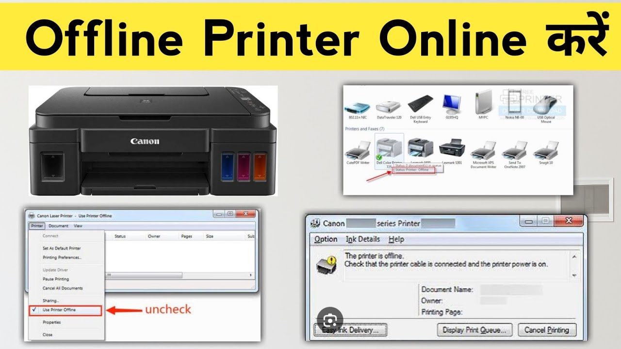 Offline Printer Ko Online Kaise Kare | laptop showing printer offline ...