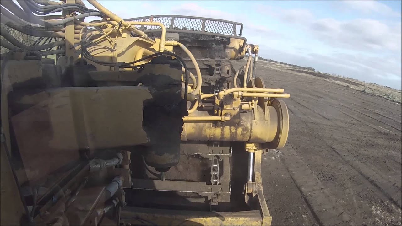 Cat 615C Scraper in cab - YouTube