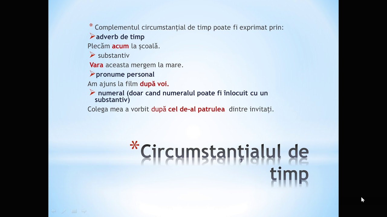 Circumstanțialul de loc, de timp, de mod - YouTube