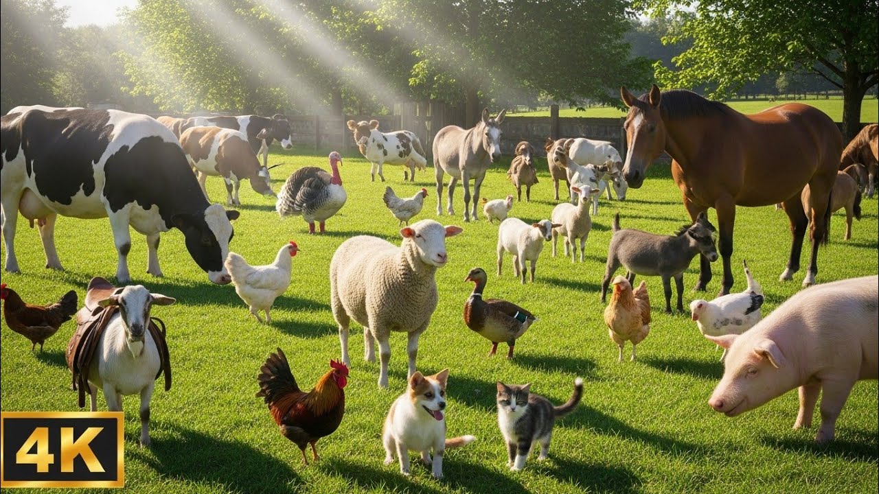 Peaceful Farm Life 🌿 40 Real Animals and Sounds | 4K Ultra HD - YouTube
