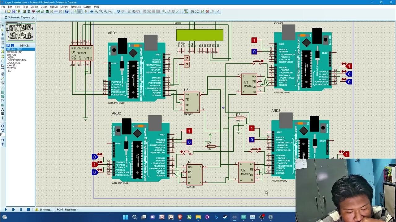 Simulasi Arduino RS 485 Komunikasi Serial Master Multi Slave - YouTube