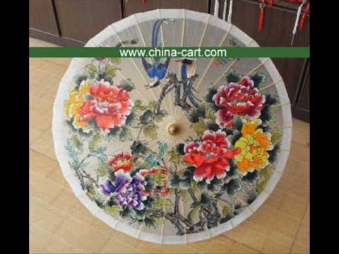 Chinese Hand Embroidered Painted Silk Umbrella Embroidery Umbrellas ...