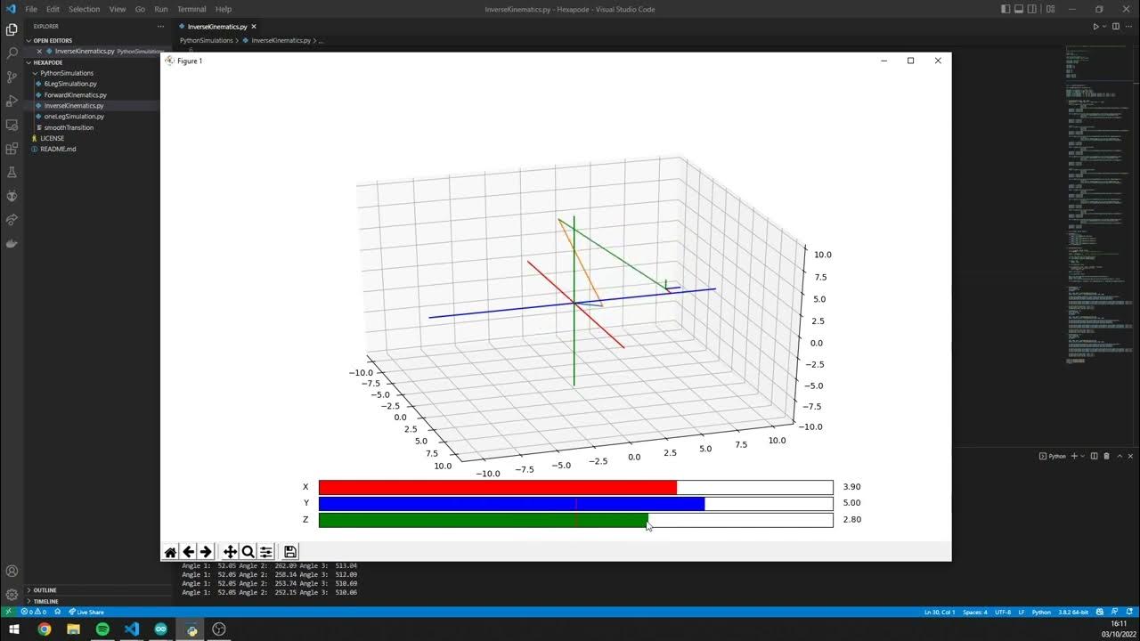 3 DOF Inverse kinematics simulation model (Usage example) - Python - YouTube