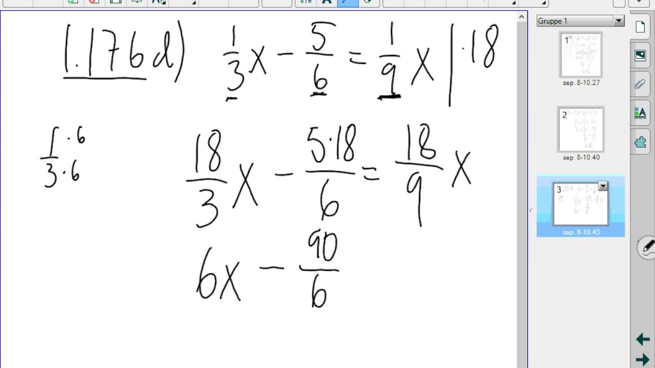 Likninger med brøk 1P 1 176d - YouTube