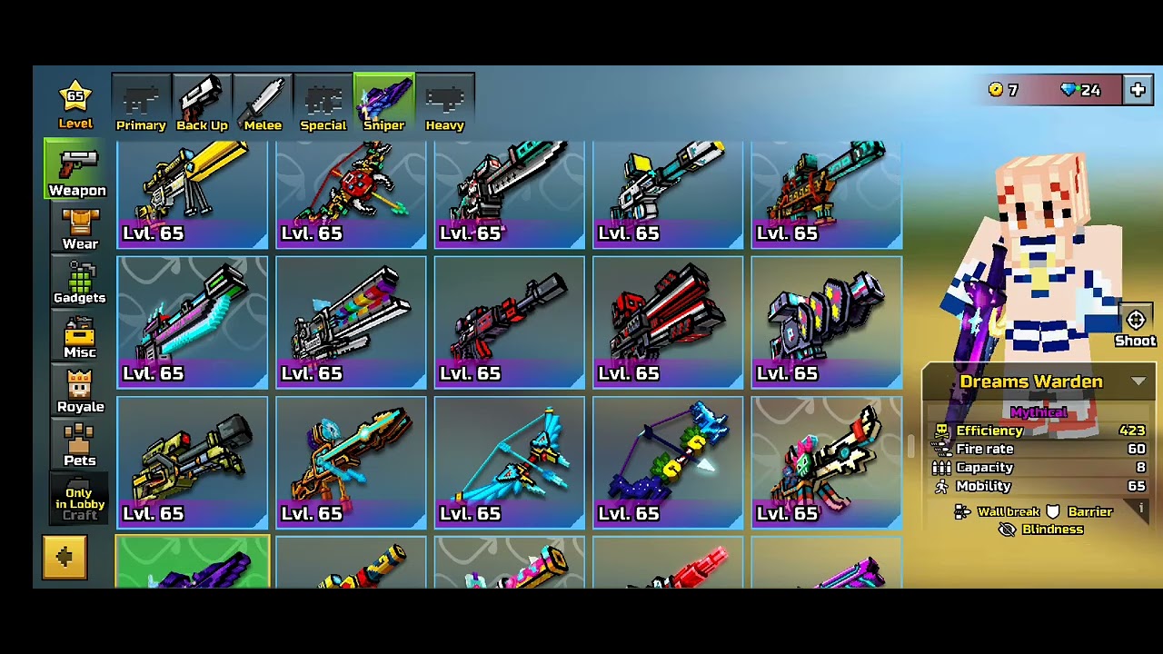 using every sniper lvl 65 i own in pg3d - YouTube