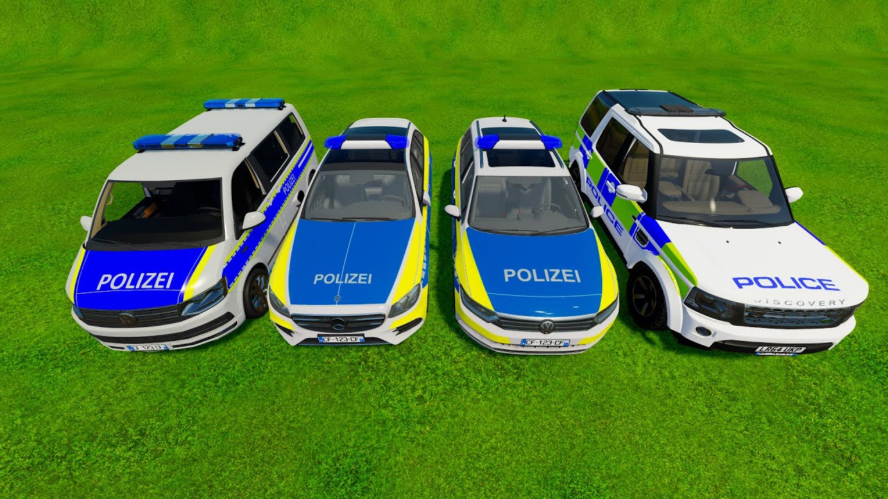 ALL POLICE CARS OF COLORS ! TRANSPORTING ALL POLICE CARS WITH COLORED ...