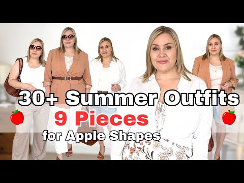 The Perfect Summer Travel Capsule Wardrobe for plus size apple shapes | 30+ outfits 9 pieces