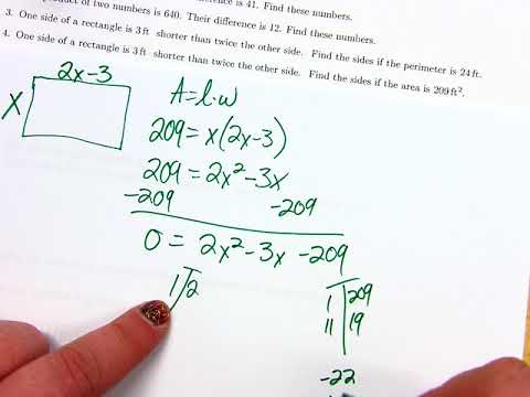 Quadratic Word Problems rectangle examples - YouTube