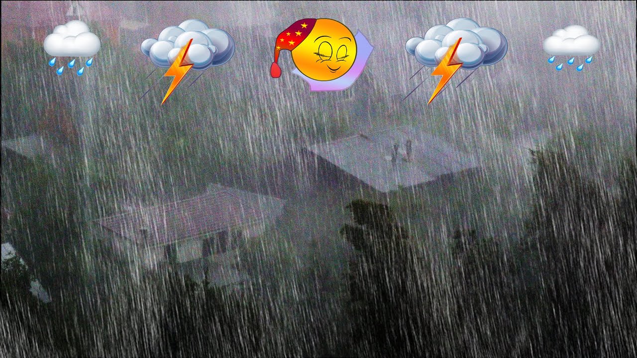 Heavy rain, howling wind, sounds of thunder. Fall asleep in 3 minutes ...