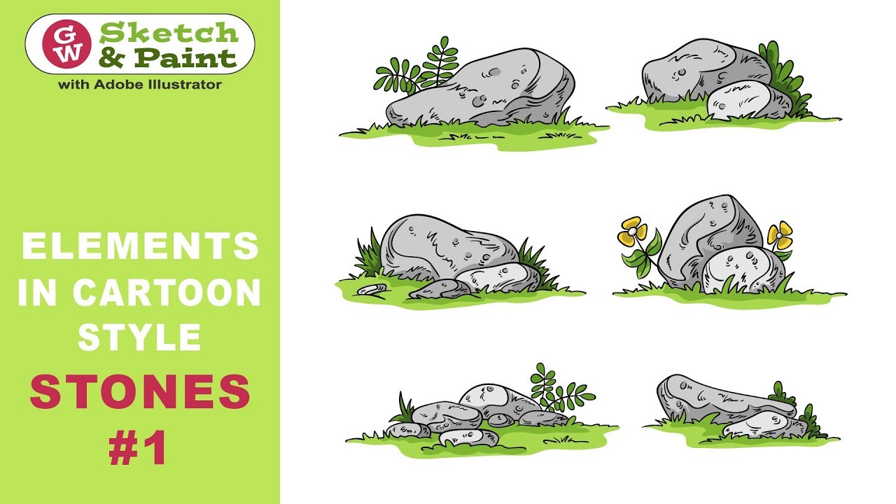 Stones #1 - Creating elements in cartoon style with Adobe Illustrator ...