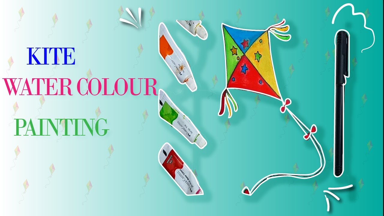 KITE WATERCOLOR PAINTING I DIAMOND KITE WATERCOLOR PAINTING - YouTube