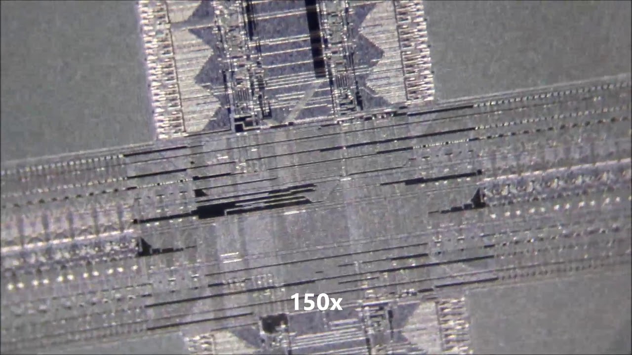 MicroChip of EPROMs under my microscope - YouTube