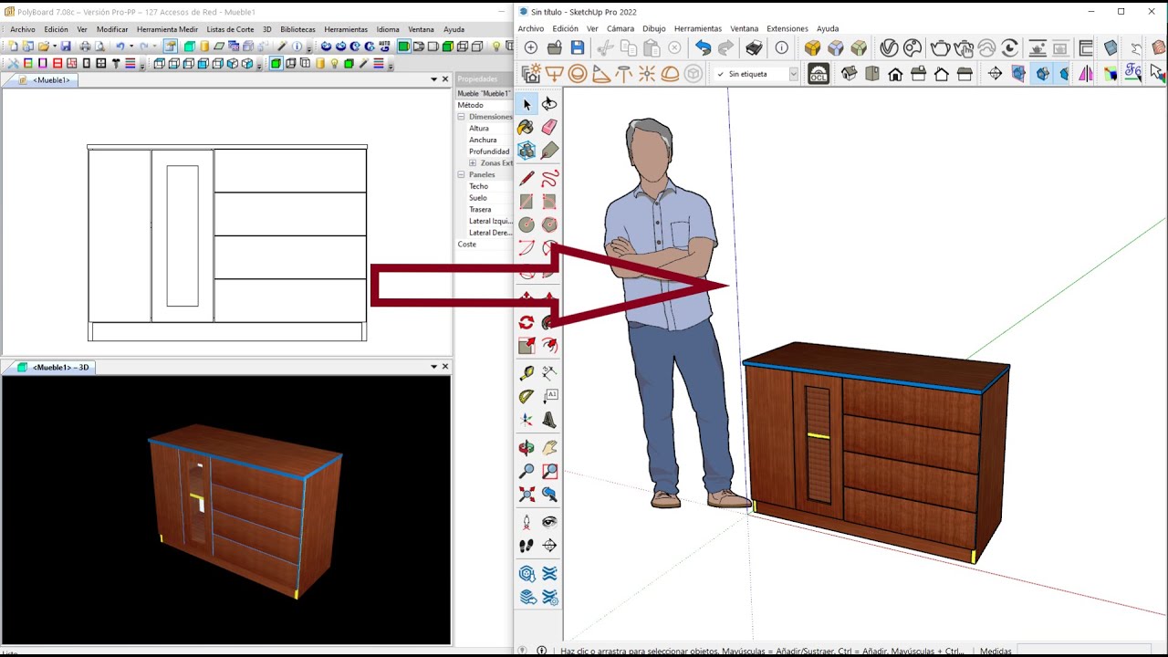 EXPORTAR DE POLYBOARD A SKETCHUP CON MATERIALES - YouTube