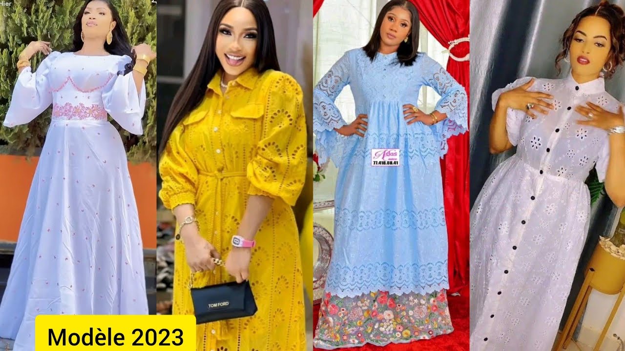 modèle robe brodé sénégalaise africaine 🔸 marinière voile brodé - YouTube