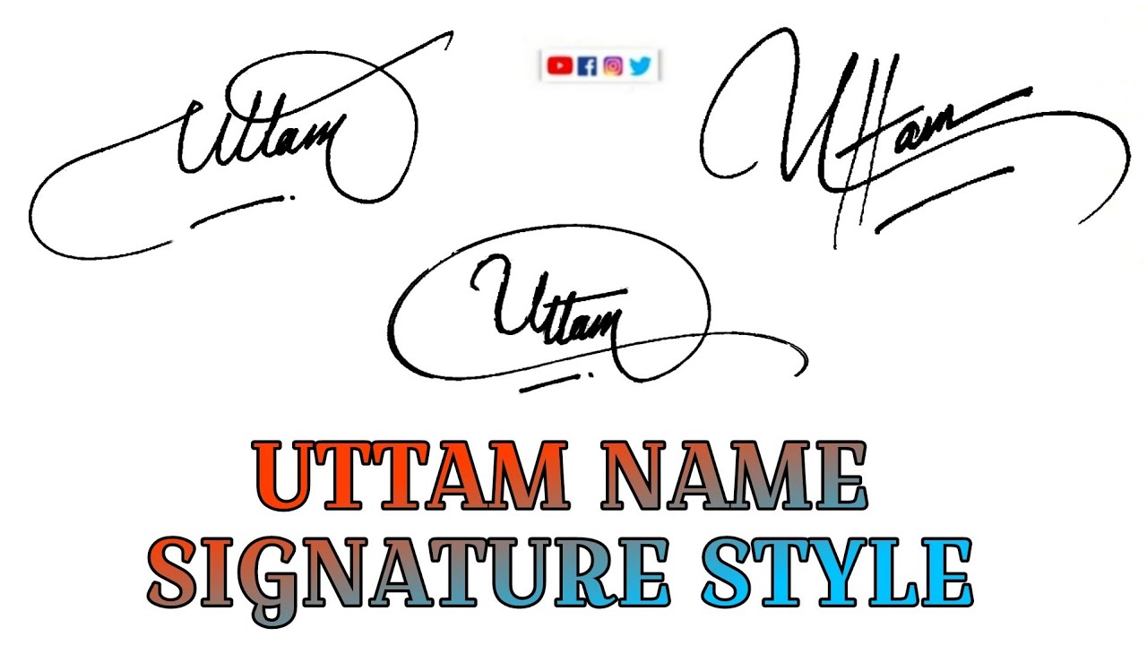 Uttam name Signature style | U signature tutorial #signature #signature ...