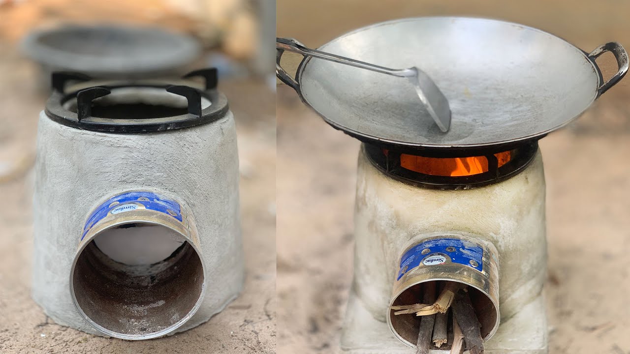 DIY Firewood Stove | How To Make A Concrete Rocket Stove Easily At Home ...