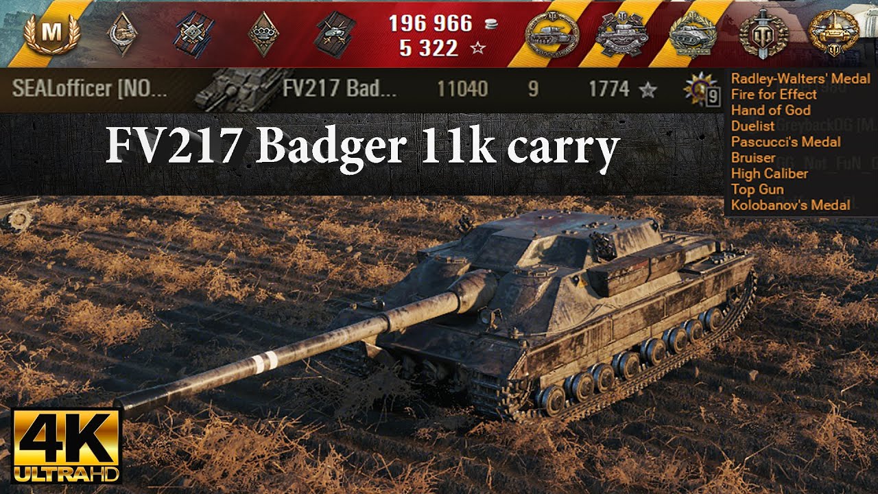 FV217 Badger video in FUll HD 🔝 1k carry, 9 kills, 1774 exp, 1800 block ...