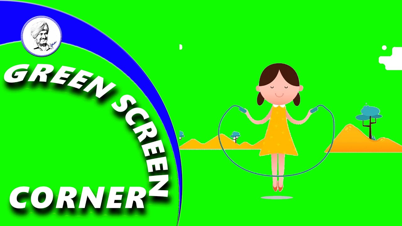 GIRL SKIPPING ROPE Green Screen Corner Video Animation Background ...