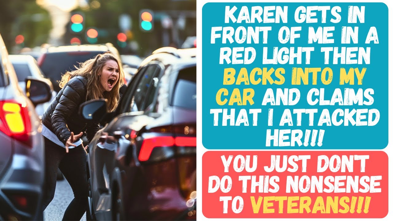 Karen Backs Into a Veteran's Car in a Red Light & Tries to Frame Him ...
