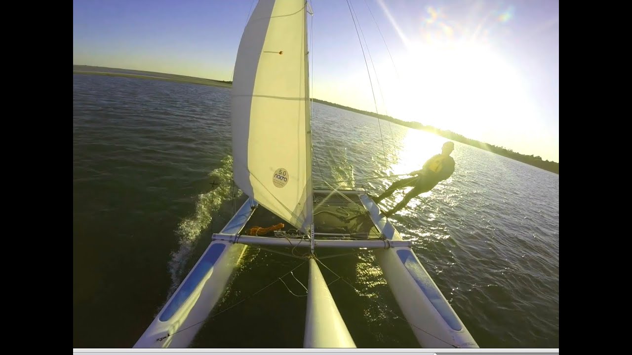 NACRA 5.0 Solo wind 15mph - YouTube