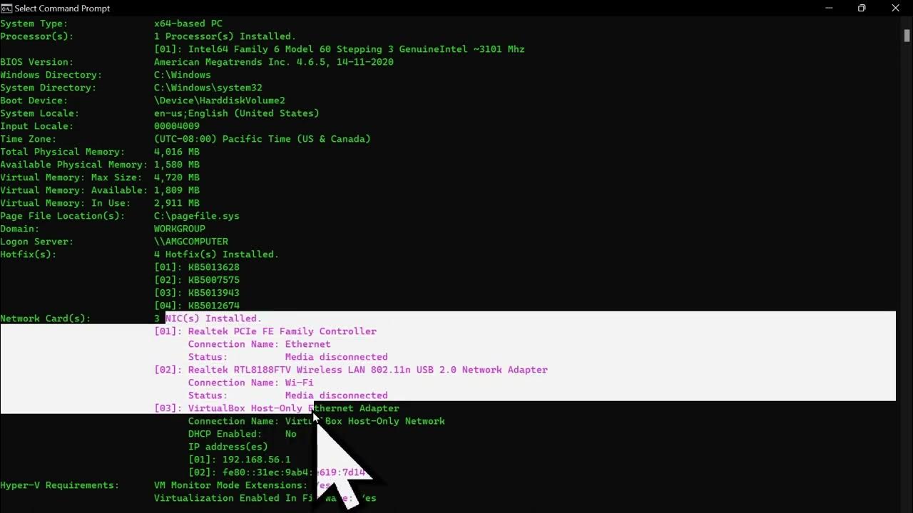 #8 कंप्यूटर की इंफो कयसे निकाले डोस cmd से? How to find info pc cmd? # ...