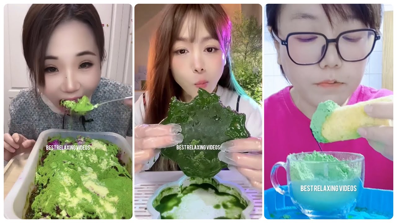 [ASMR] HEAVY MATCHA POWDERED ICE EATING MATCHA ASMR & BIG BITES 😋 ...