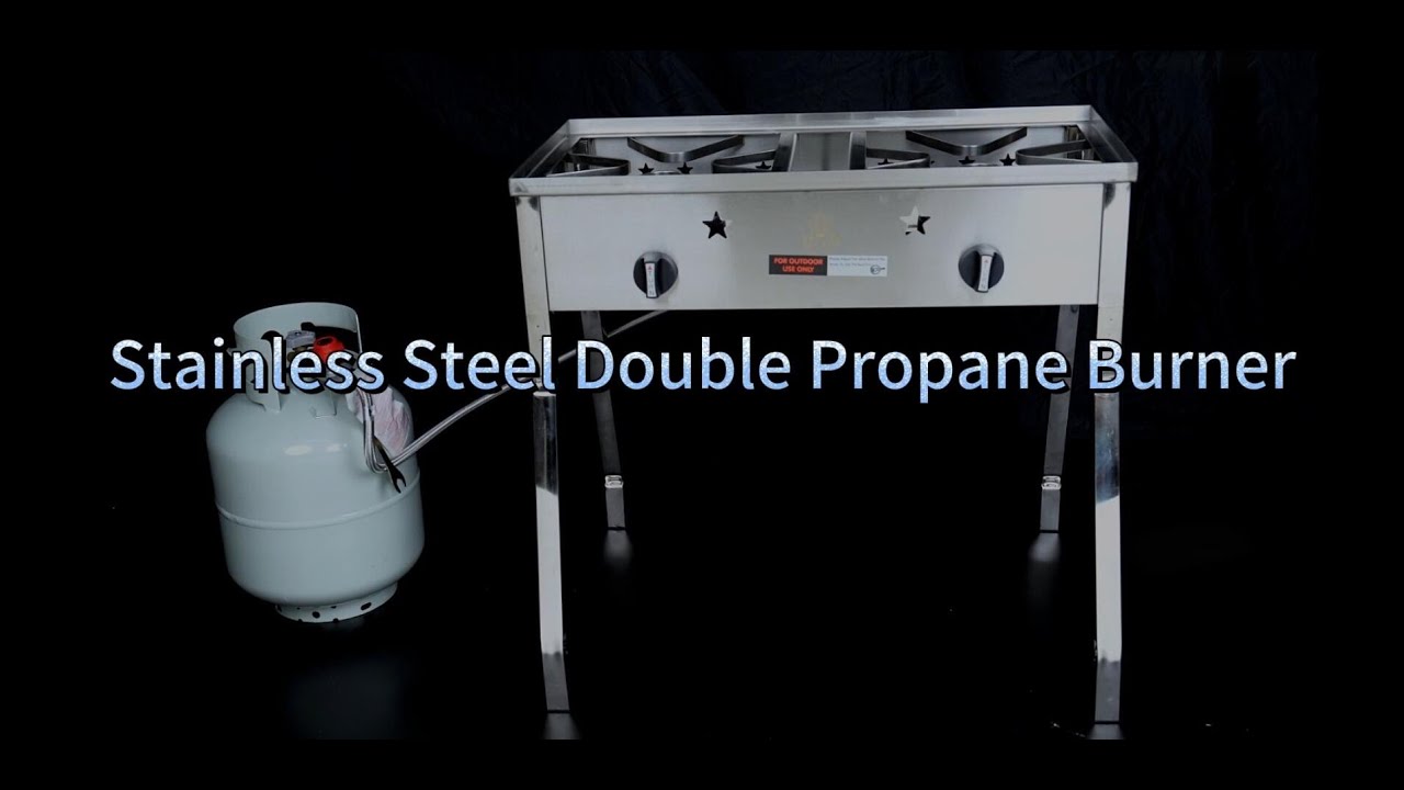Stainless Steel Double Propane Burner Demonstration Video - YouTube