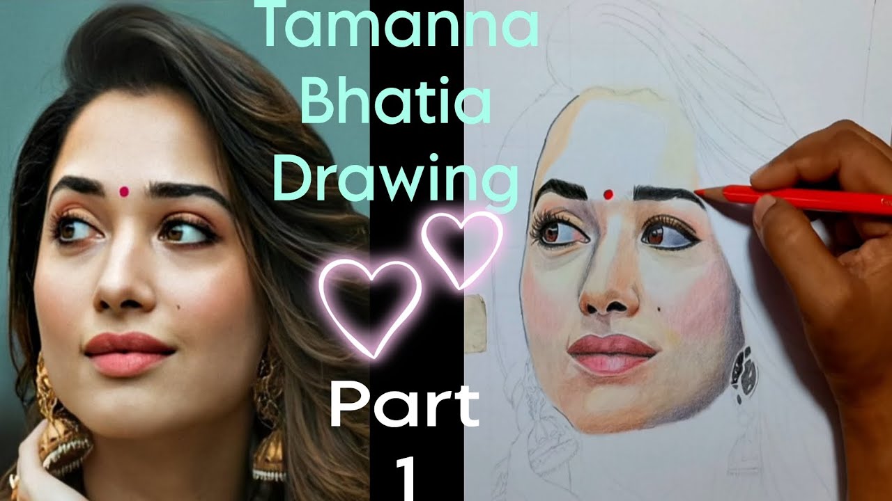 Tamanna Bhatia Drawing | Part 1 | With Color Pencils - YouTube