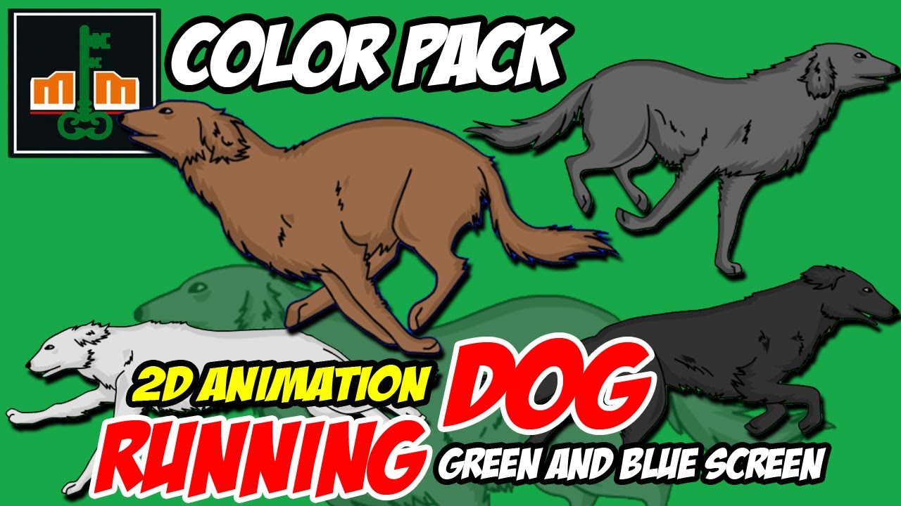 GREEN SCREEN RUNNING DOG 2D ANIMATION COLOR PACK - YouTube