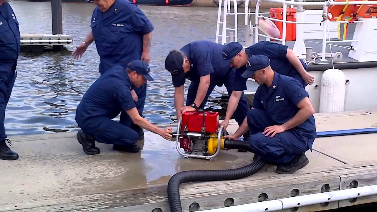 USCGAUX Dewatering Training Using The P6 Pump - YouTube