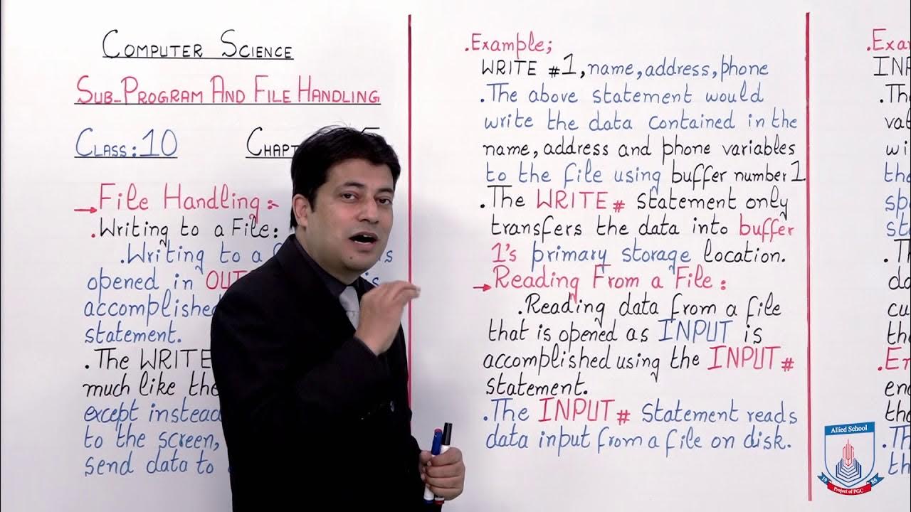 Class 10 - Computer Studies - Chapter 5 - Lecture 7 Sequential Files - II - Allied Schools - YouTube