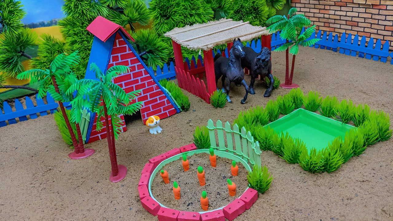 DIY Mini Farm Build a Mini House | Animal Cage | DIY Fish Pond - YouTube