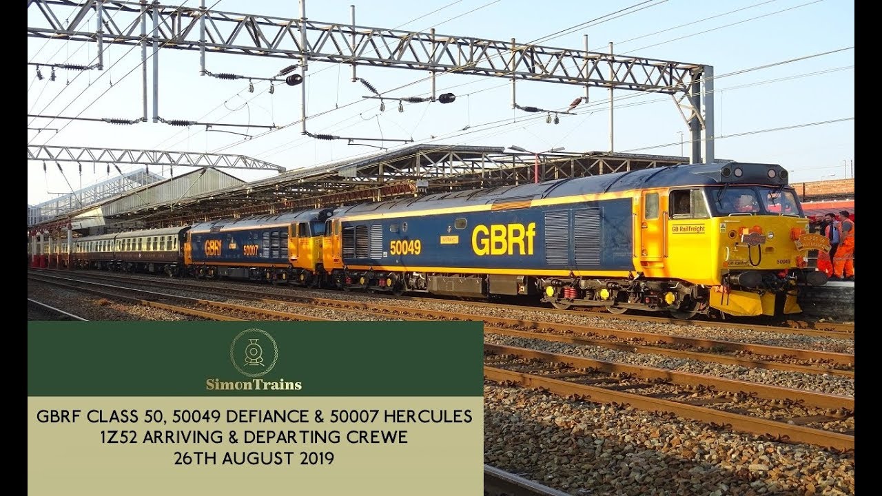 GBRF Class 50, 50049 Defiance & 50007 Hercules, 1Z52 at Crewe (26th ...